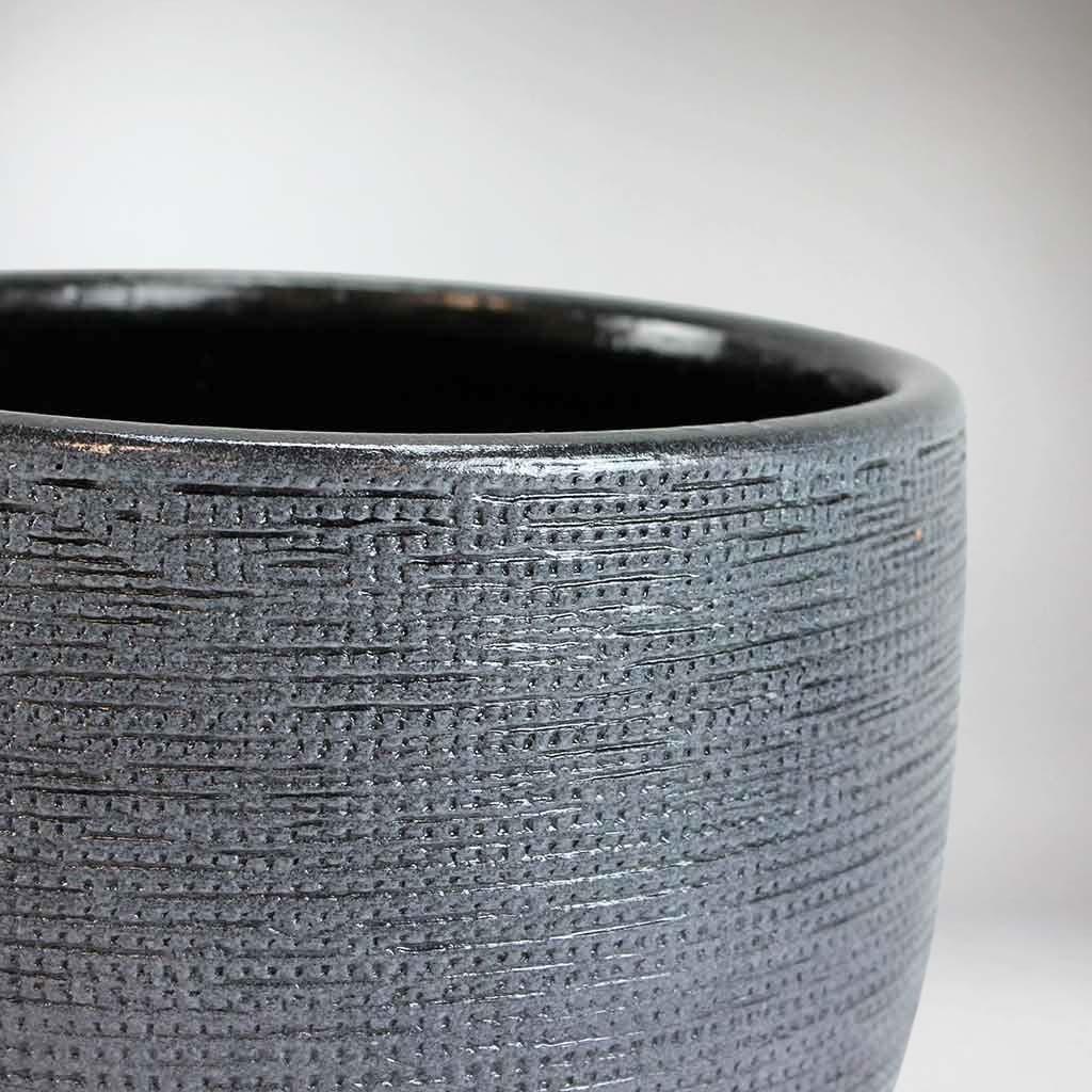 Patterned Blue-Silver Glazed Pot: Modern Style for Indoor Plants ...